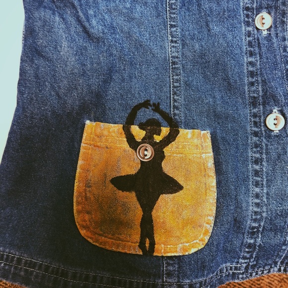 Tops | Custom Painted Jean Button Up Shirt | Poshmark